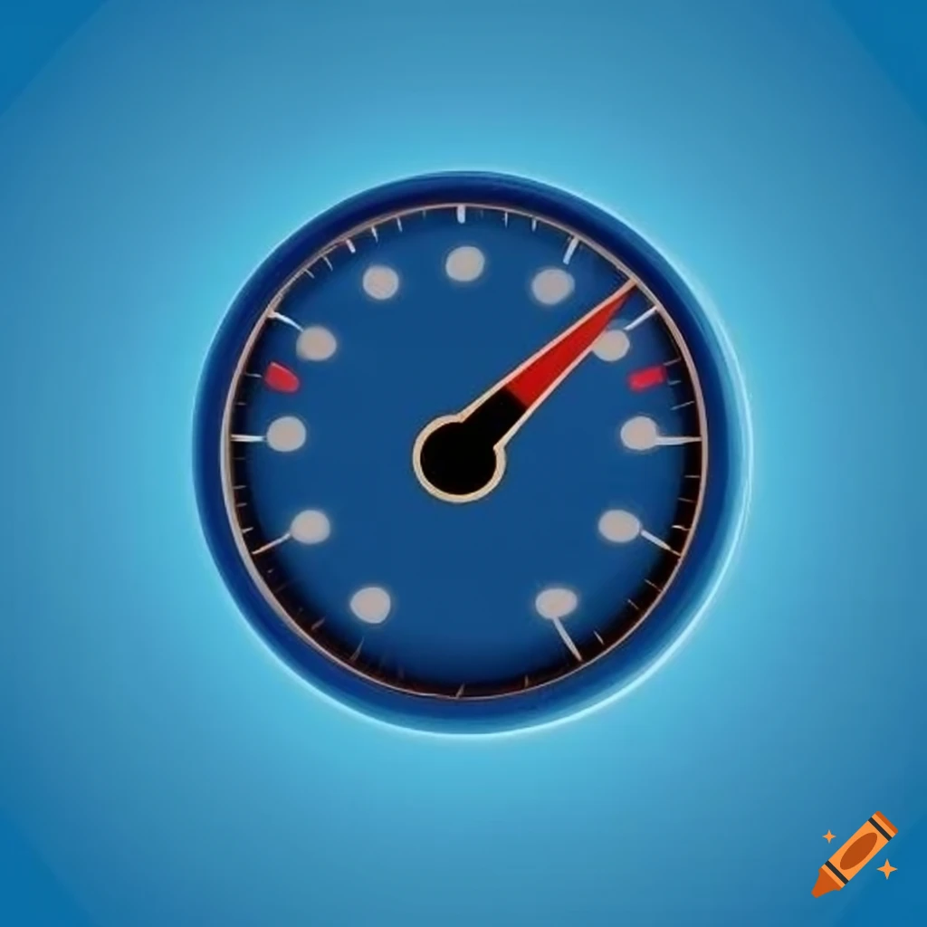 Stylized tachometer gauge on a modern blue background with varying ...