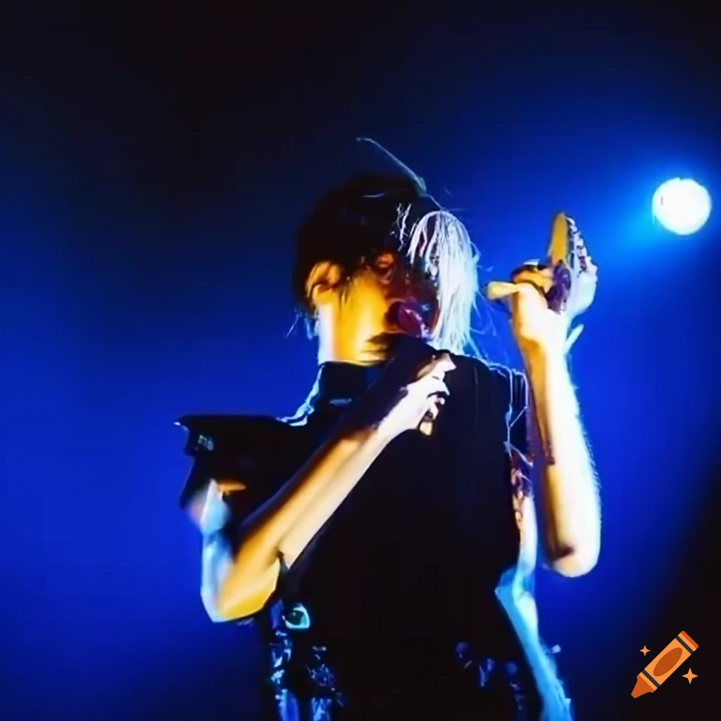 2000s emo band performing on stage with intensity on Craiyon