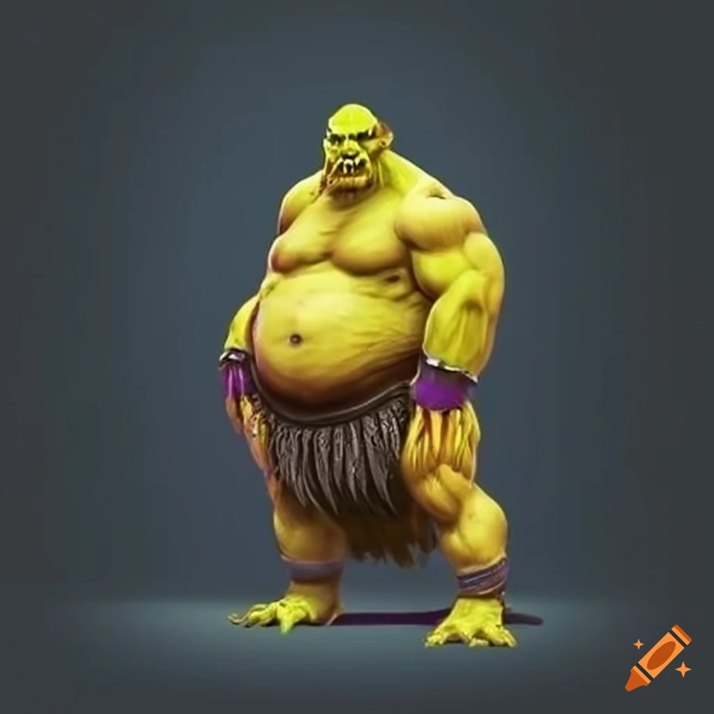 Big yellow ogre in armor with strong muscles on Craiyon