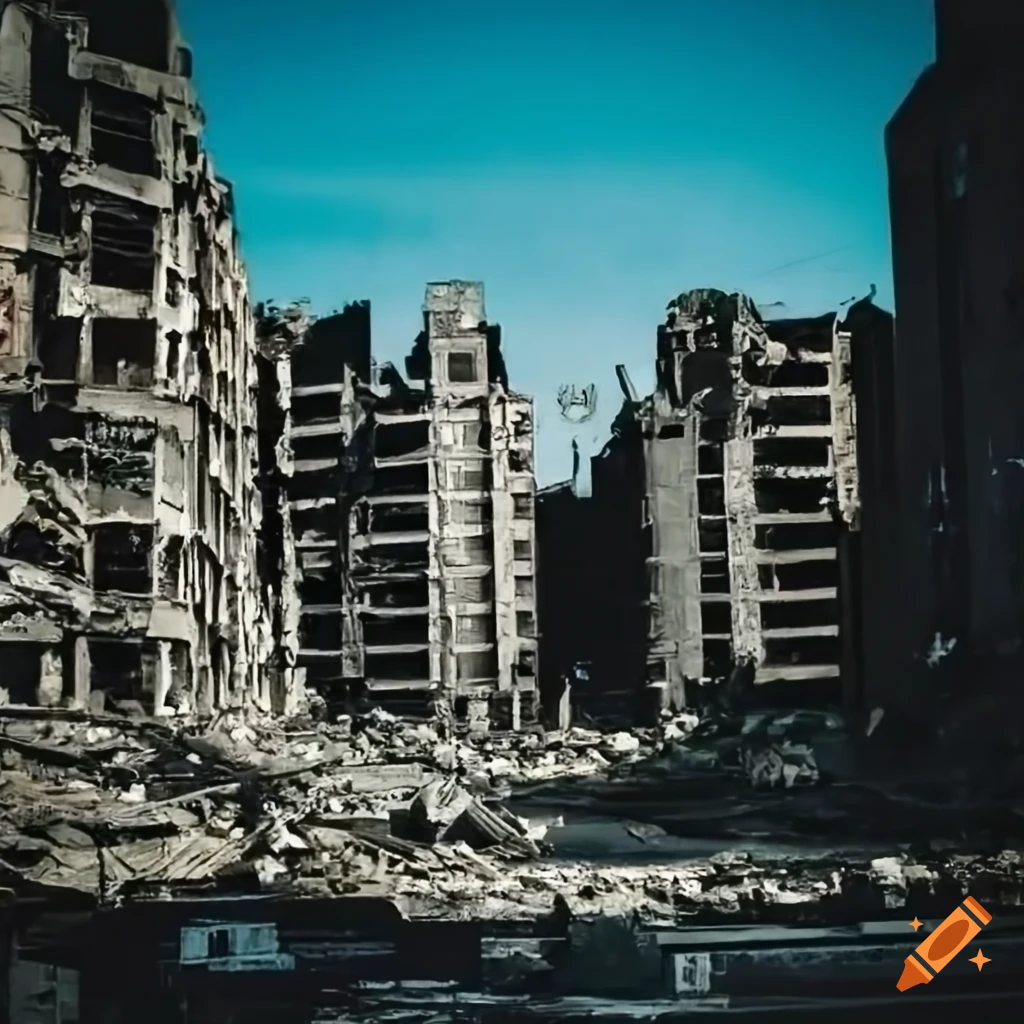 Destroyed city on Craiyon