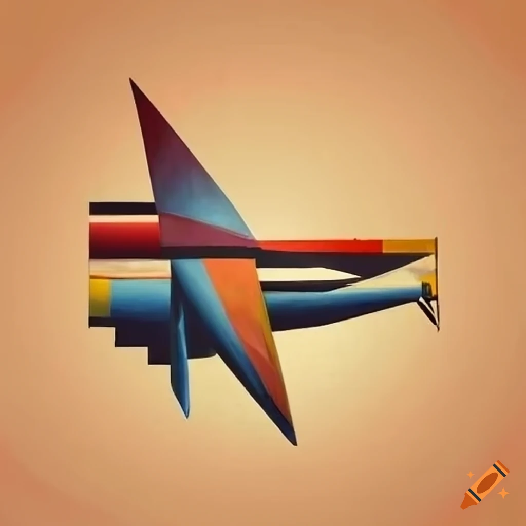 Constructivism painting of an airplane on Craiyon