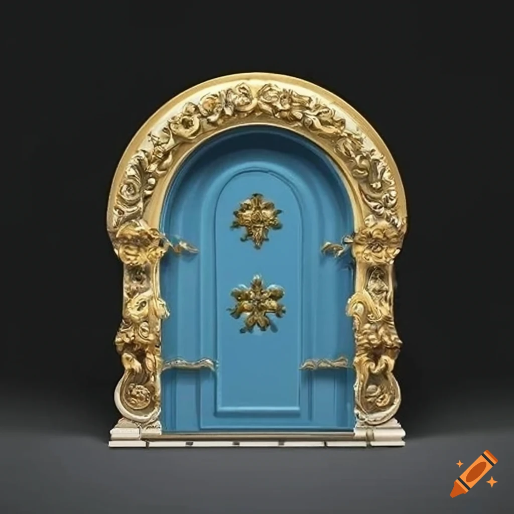 Round light blue base with uniform door-shaped frames and royal british ...