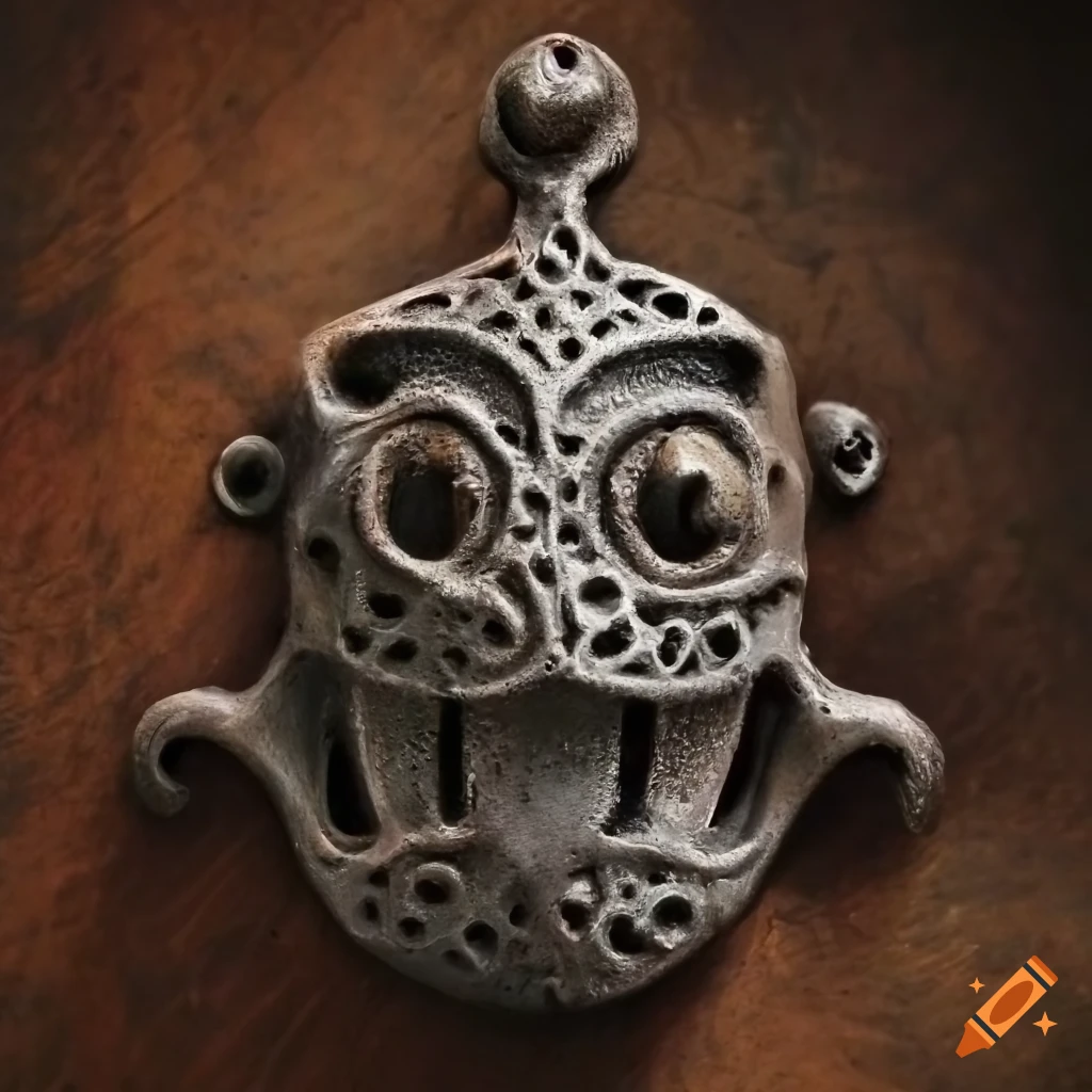 Cast Iron metalwork with frog skin and wool of bat on Craiyon