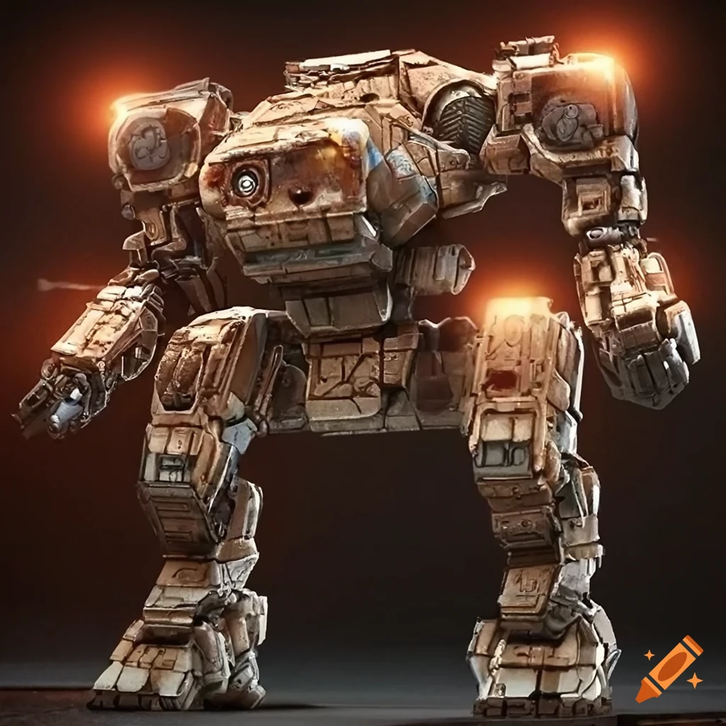 Robot tank mech battle with cannons and lasers in a cityscape on Craiyon