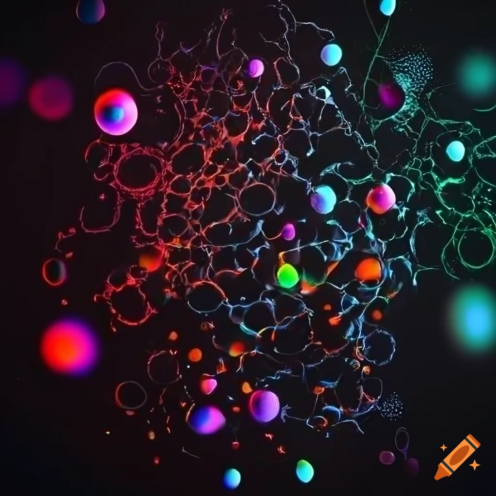 Background of dark canvas contrasting with vibrant particles on Craiyon