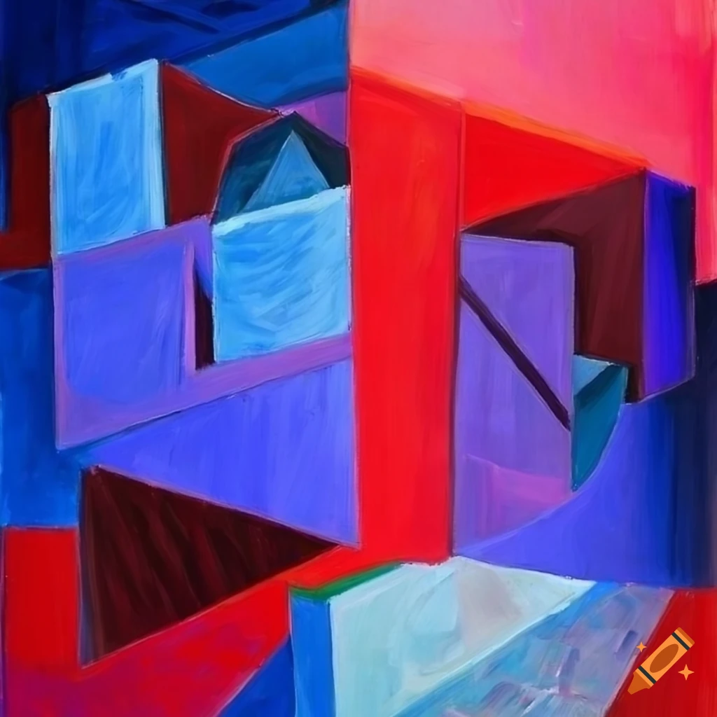 Four-dimensional spatial structure painting in analytical cubism style ...