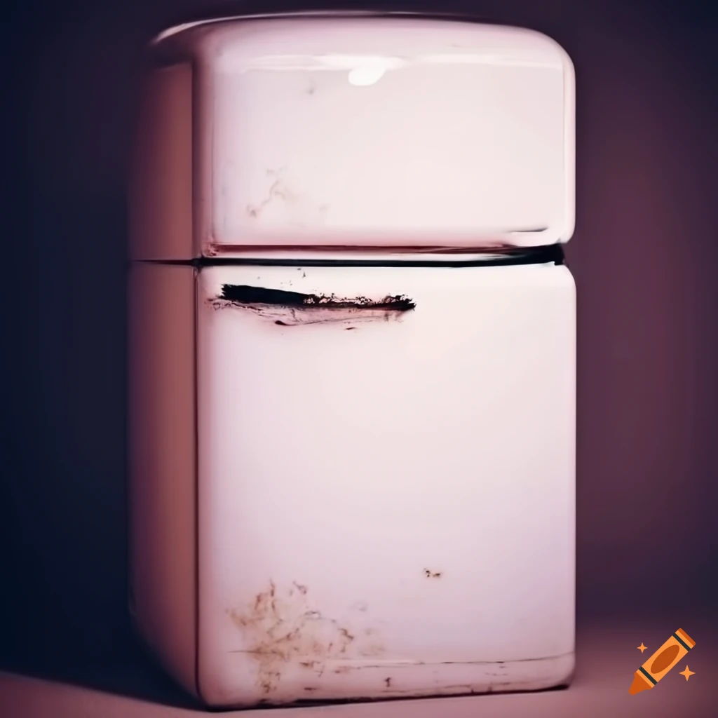 Old retro white fridge in realistic HD quality on Craiyon