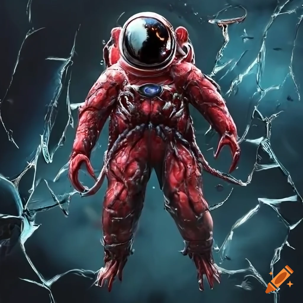Astronaut in symbiotic nightmare with Venom and Carnage, floating in ...