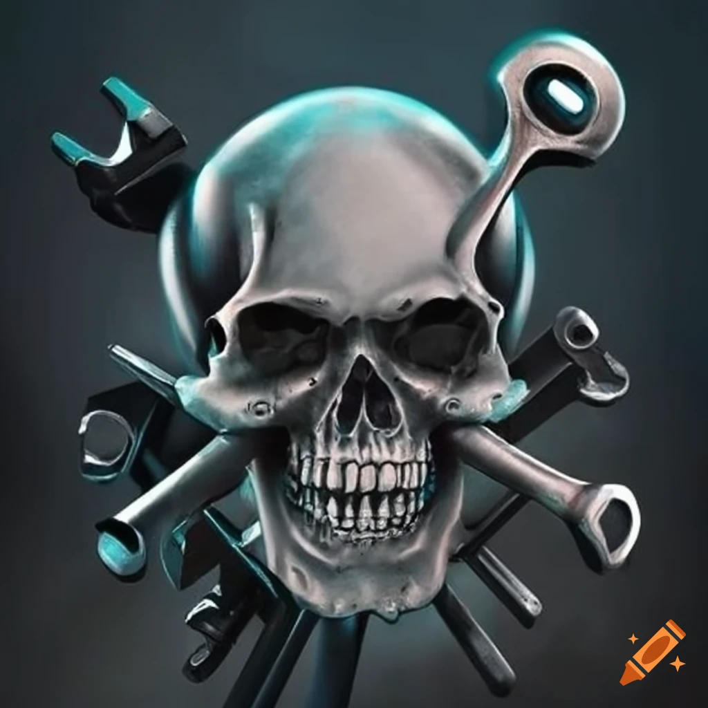 Skull mechanic wrench tool on Craiyon
