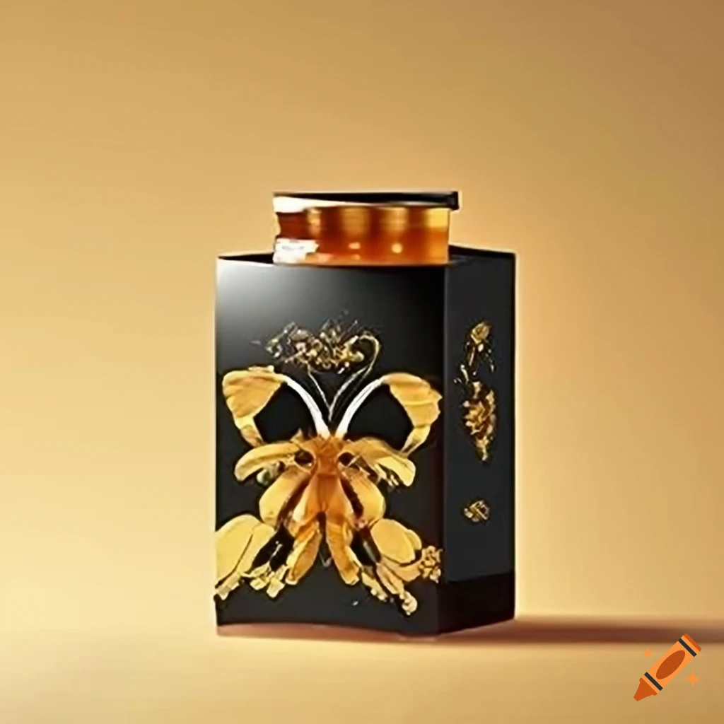 Premium packaging box design for stingless bee honey in black and gold ...