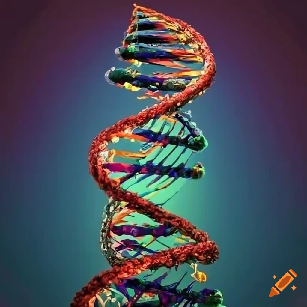 Colorful DNA double helix structure for scientific visualization on Craiyon