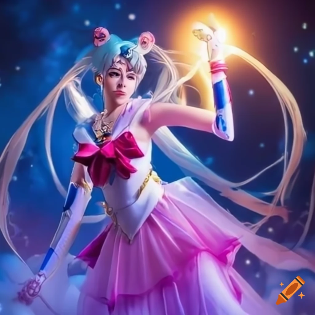 Sailor moon cosmos in fantasy armor cosplay on Craiyon