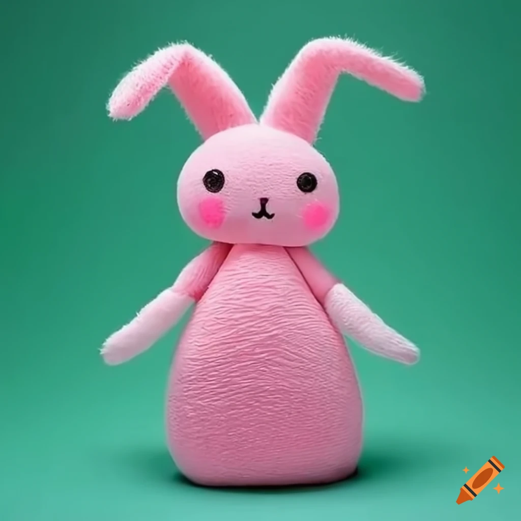 Cute crepe paper bunny doll with a happy expression on Craiyon