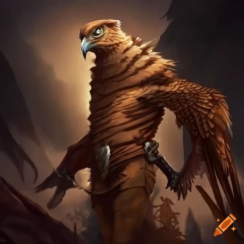Red-tailed hawk humanoid character for D&D on Craiyon