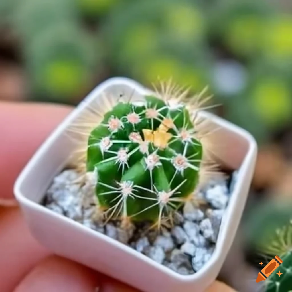 Miniature cactus inside a cube on Craiyon