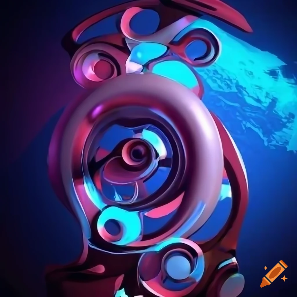 Time machine abstract art with metallic surfaces and vibrant colors by ...