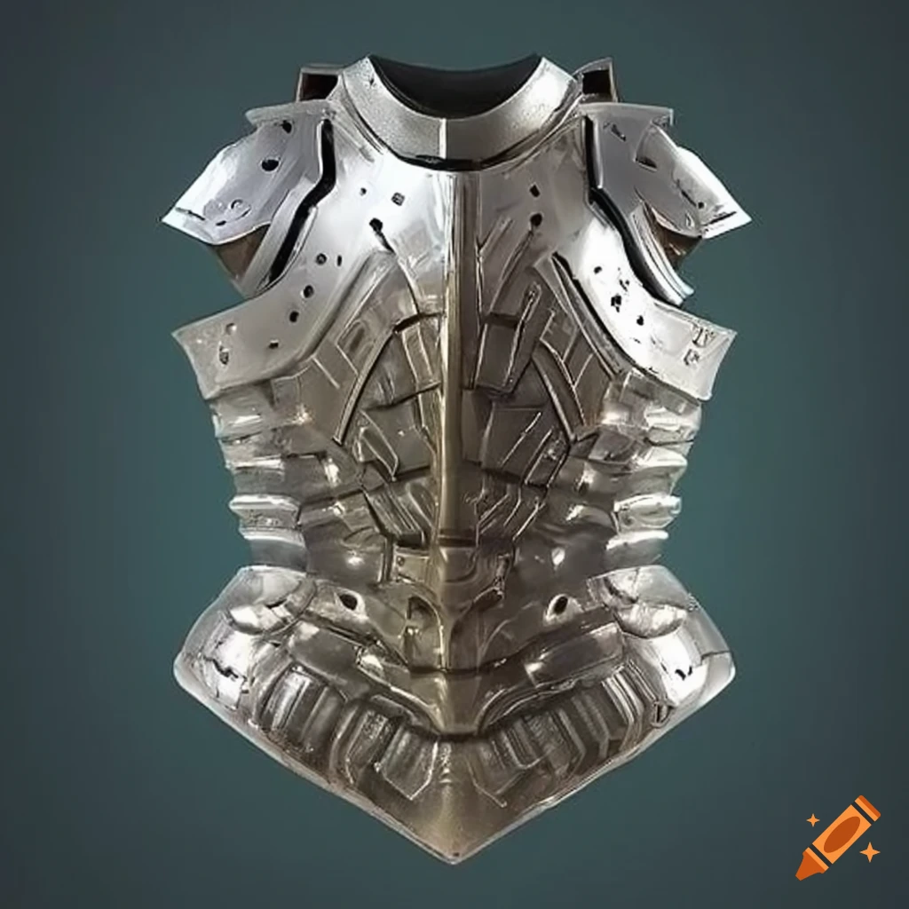 Front view of detailed magic body armor on Craiyon