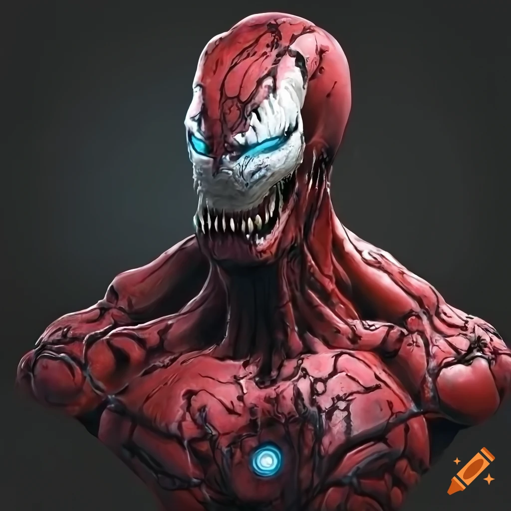 Ironman, venom, and carnage in a symbiotic nightmare mutation on Craiyon