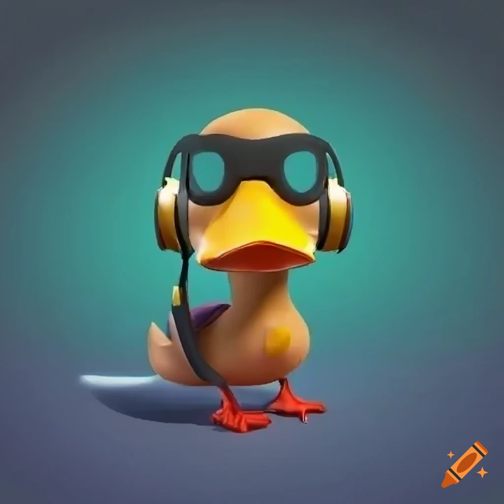 Studious gaming duck with a headset on Craiyon