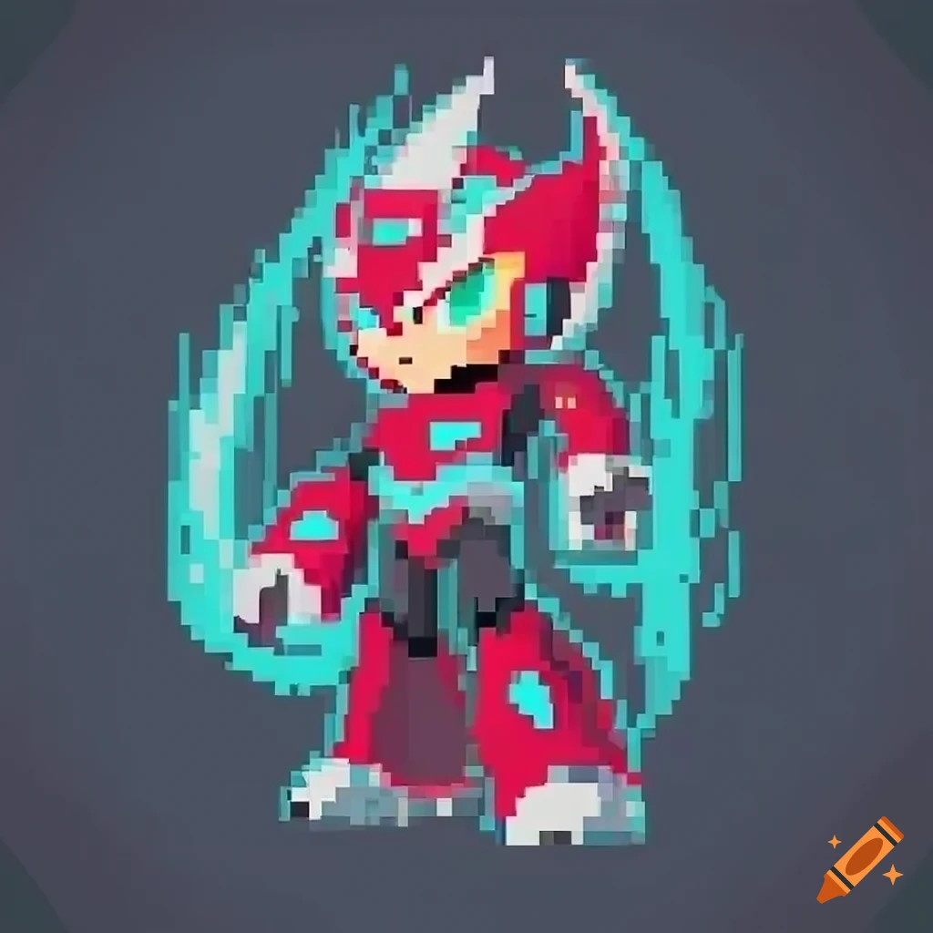 Zero from MegaMan X pixelated esports logo on Craiyon