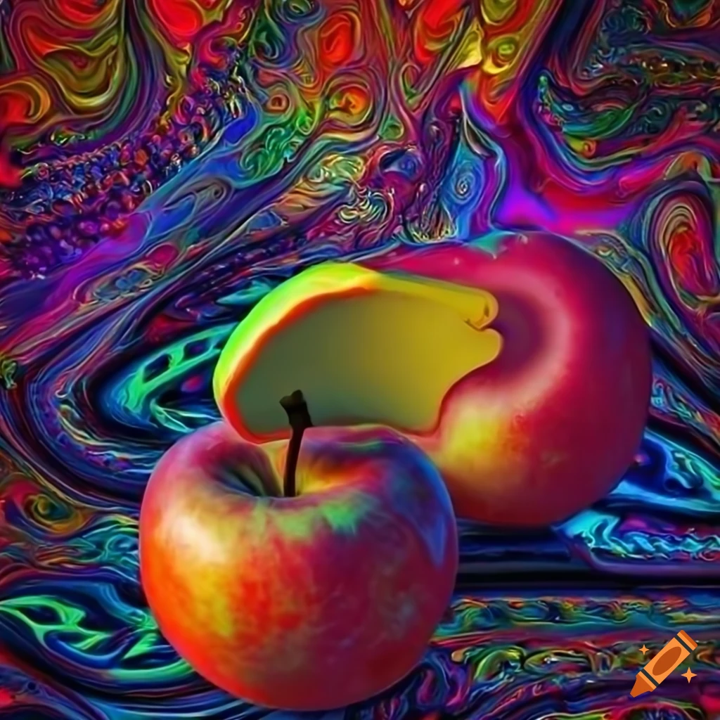 Mixed fruits in a vivid psychedelic still life on Craiyon