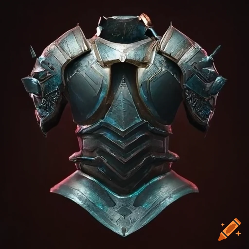 Adorned magic heavy body armor from the front view on Craiyon