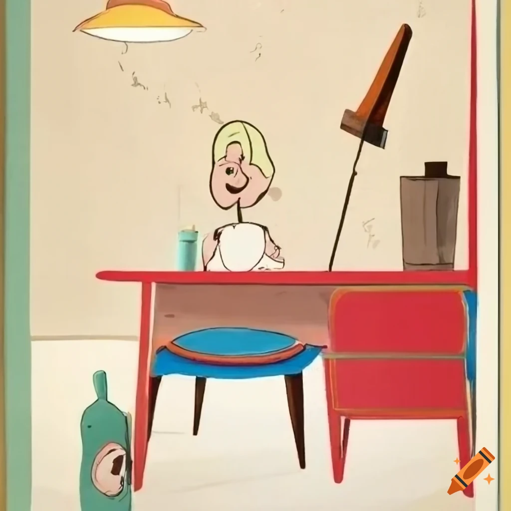 Mid-century modern cartoon advertisement on Craiyon