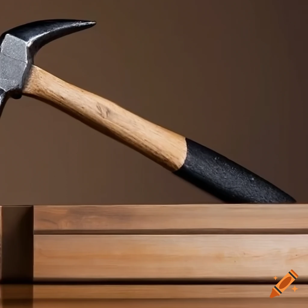 Hammer on a wooden table on Craiyon