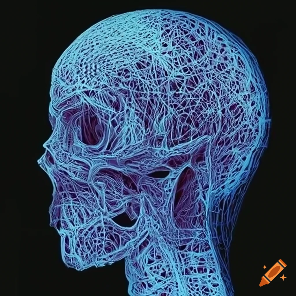 Geometric skull pattern in monochromatic colors on Craiyon