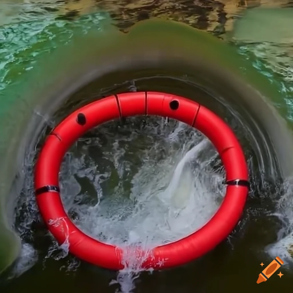 Sliding through a red tube into a waterslide system on Craiyon