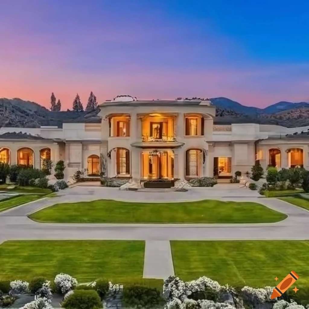 California mega-mansion in sunny weather with vast land on Craiyon