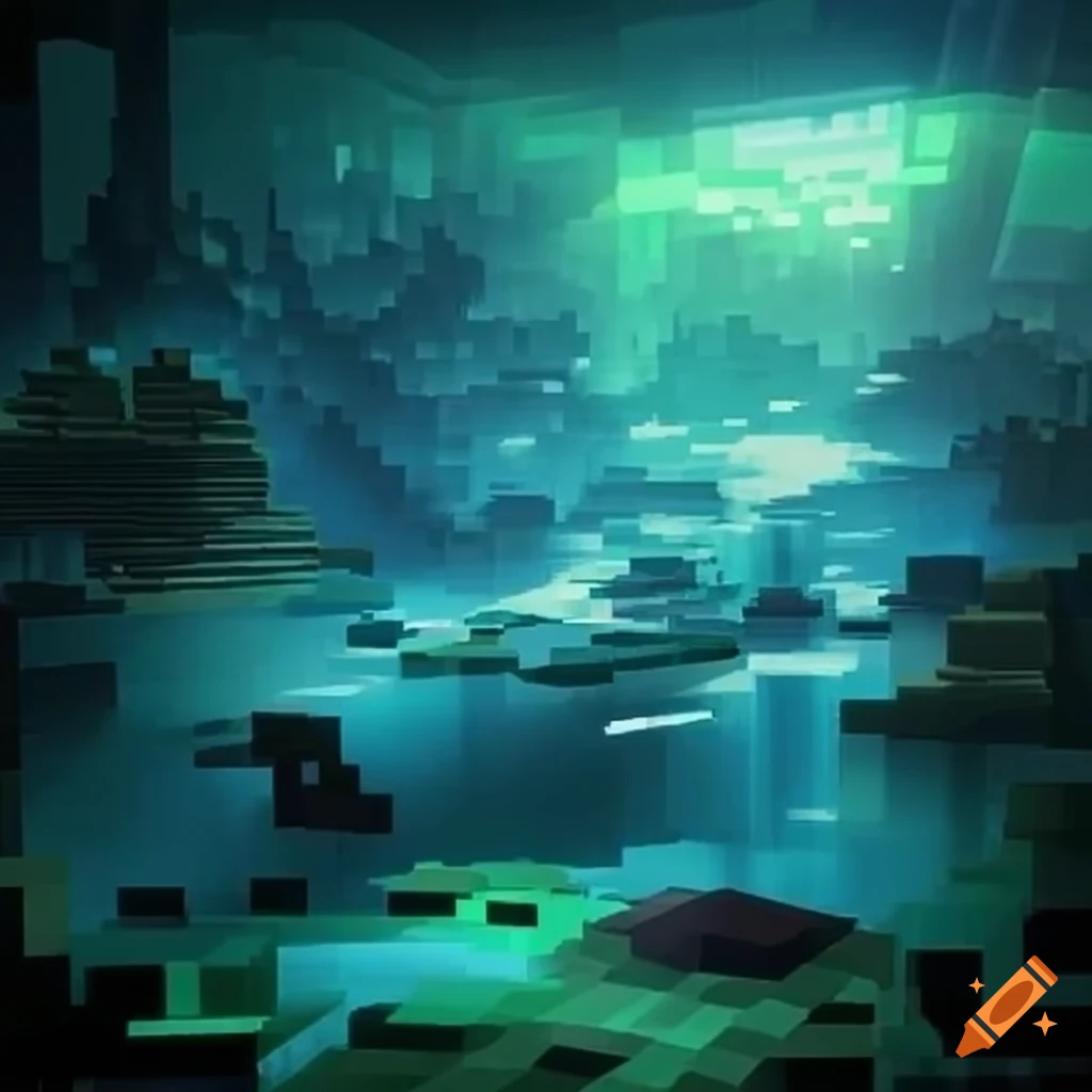Minecraft volume delta album cover with aquatic theme on Craiyon