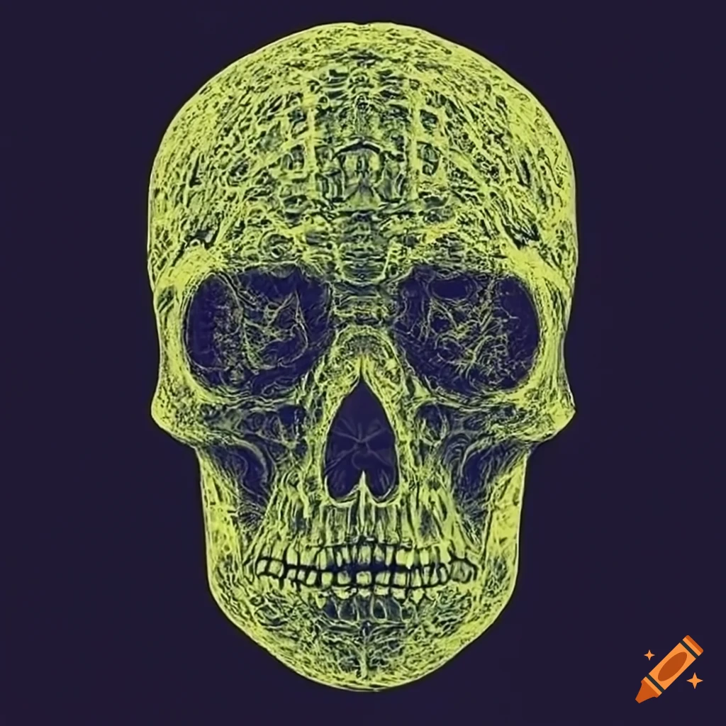 Geometric shapes skull medicine operation in monochromatic style on Craiyon