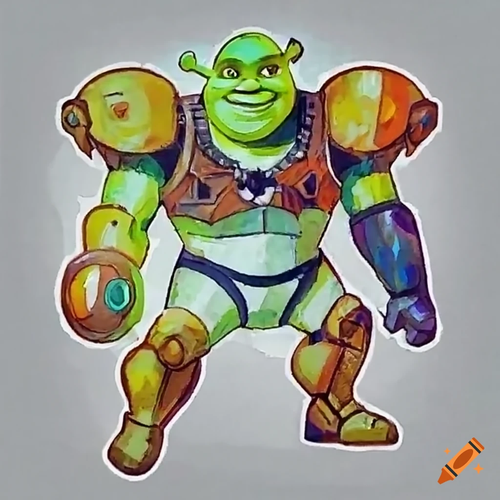Shrek in samus metroid armor fan art on Craiyon