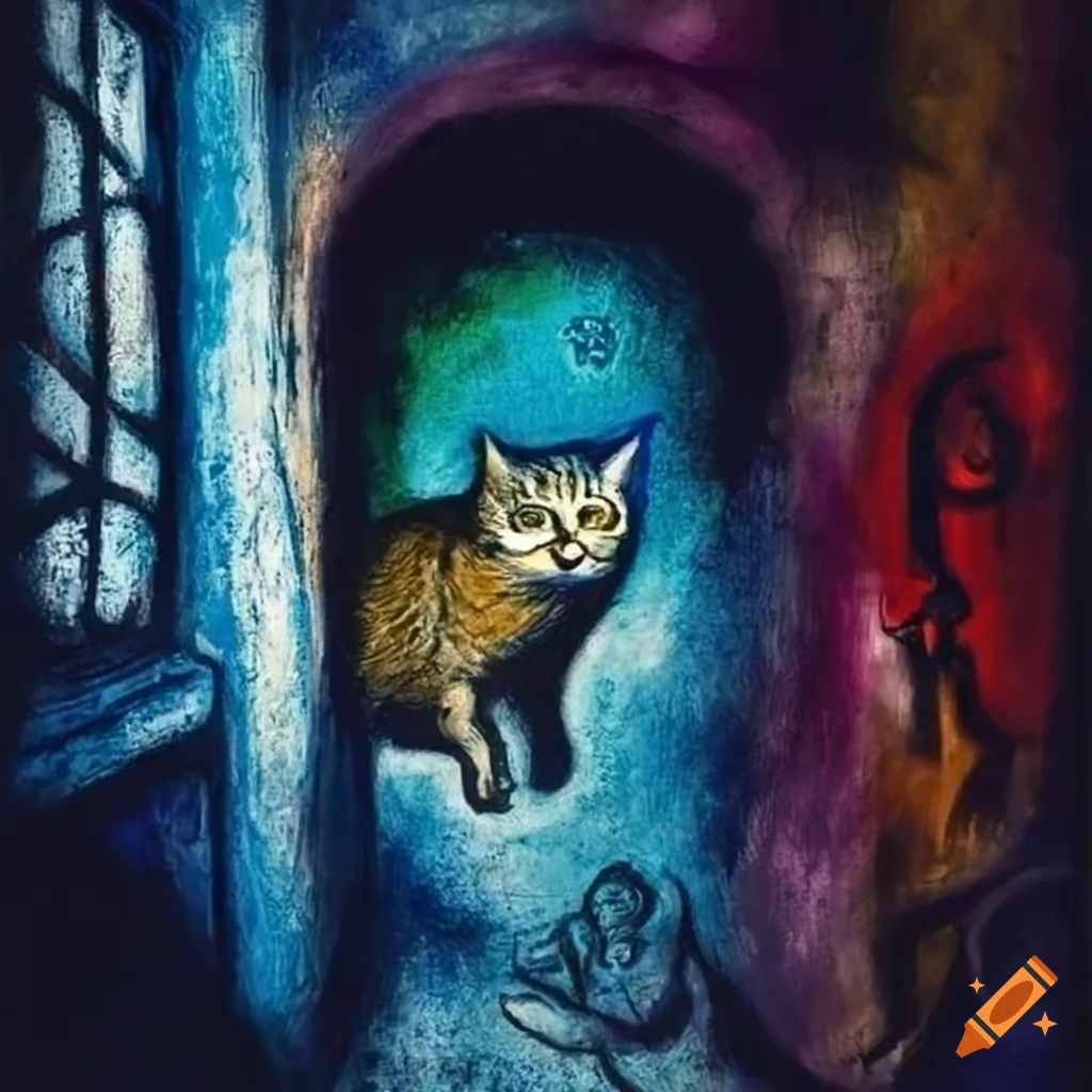 Lurking cat with an elephant face in a dark alley inspired by marc ...