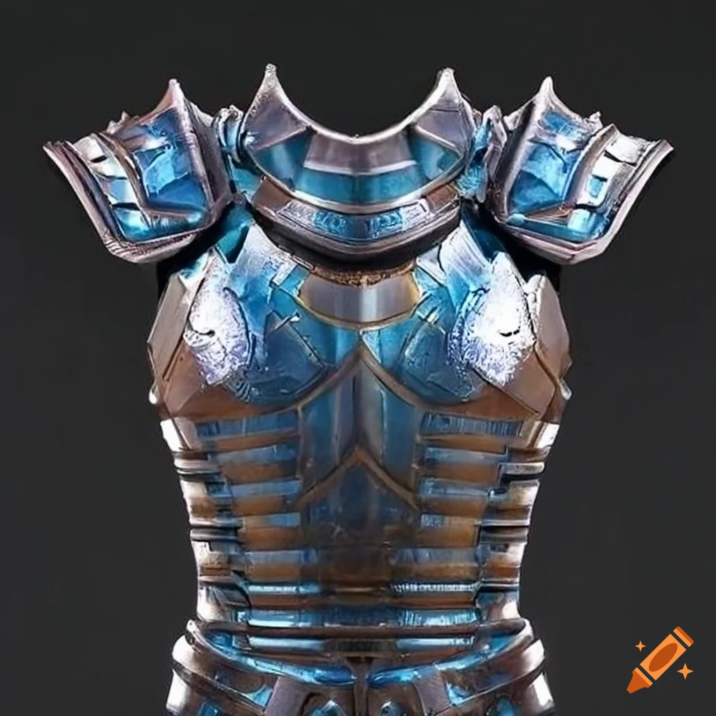 Adorned magic heavy body armor from the front view on Craiyon