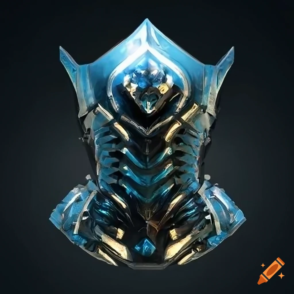 Adorned magic massive body armor front view in high detail on Craiyon