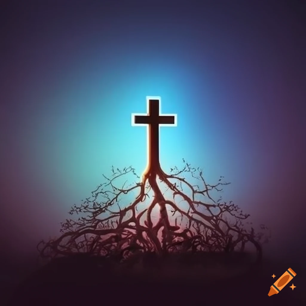 Church logo with roots symbolizing growth and faith on Craiyon