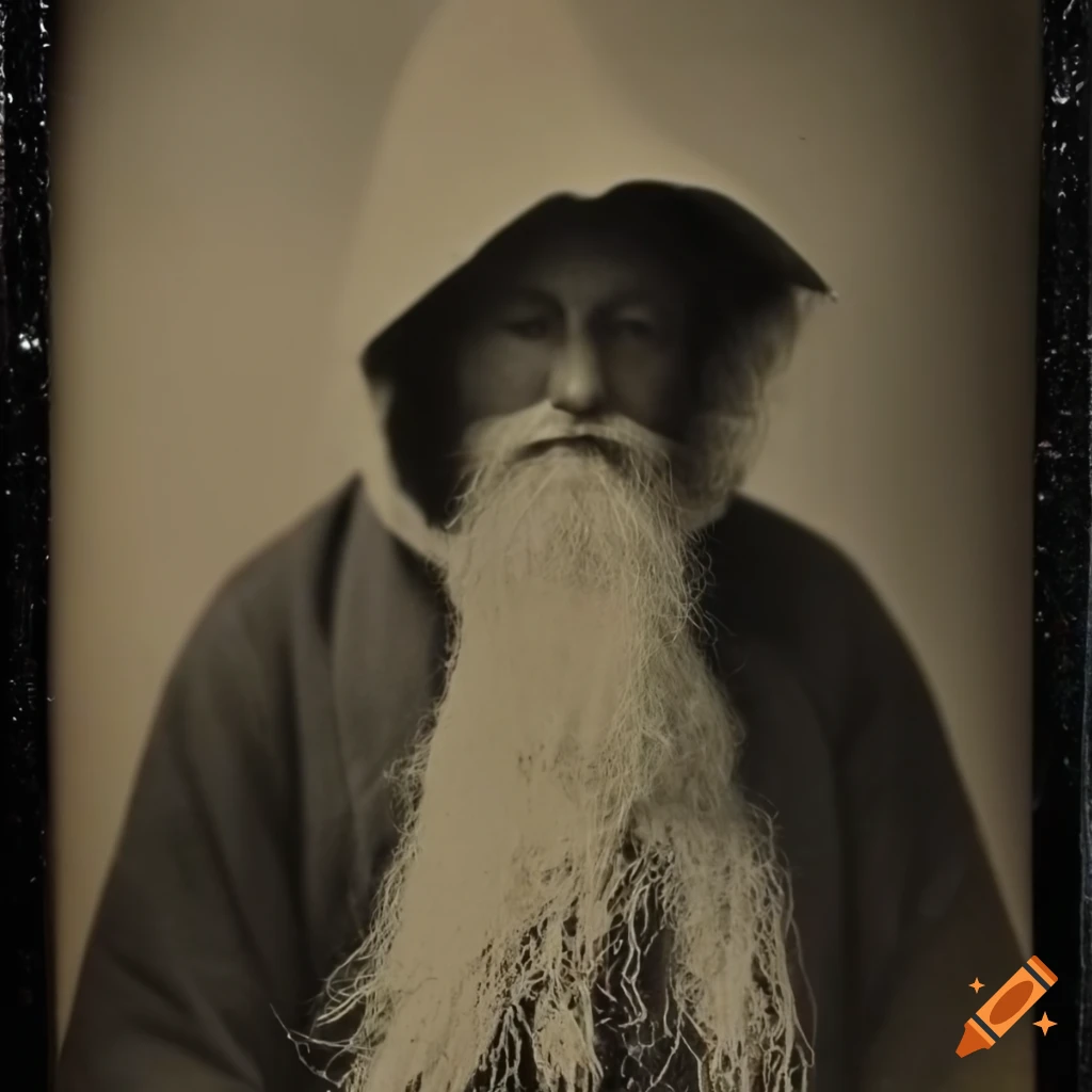 Hooded Father Christmas with holly wreath in tintype style on Craiyon