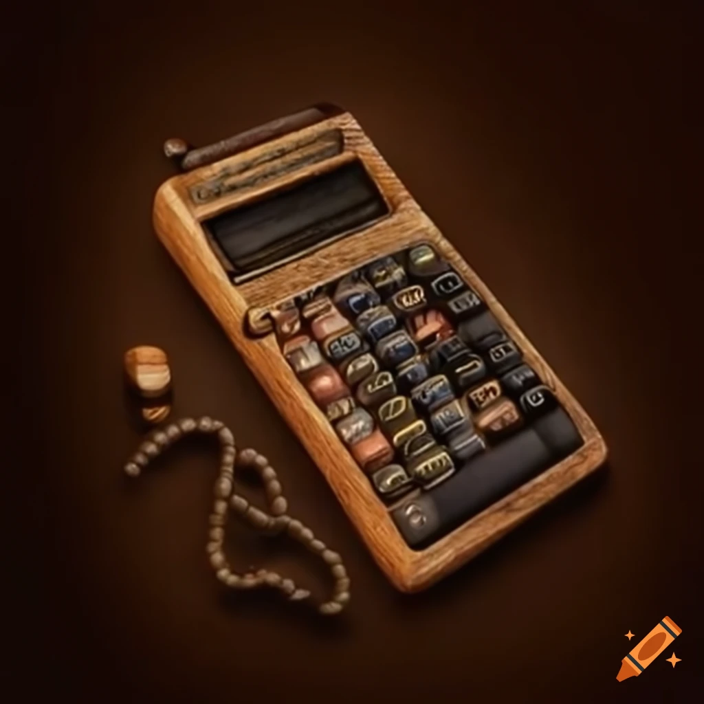 Vintage calculating device with large wooden beads on Craiyon