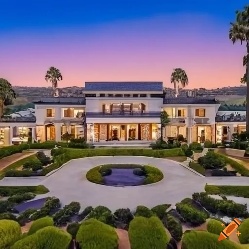 Glamorous $200m california mega-mansion on vast land under clear sky on ...