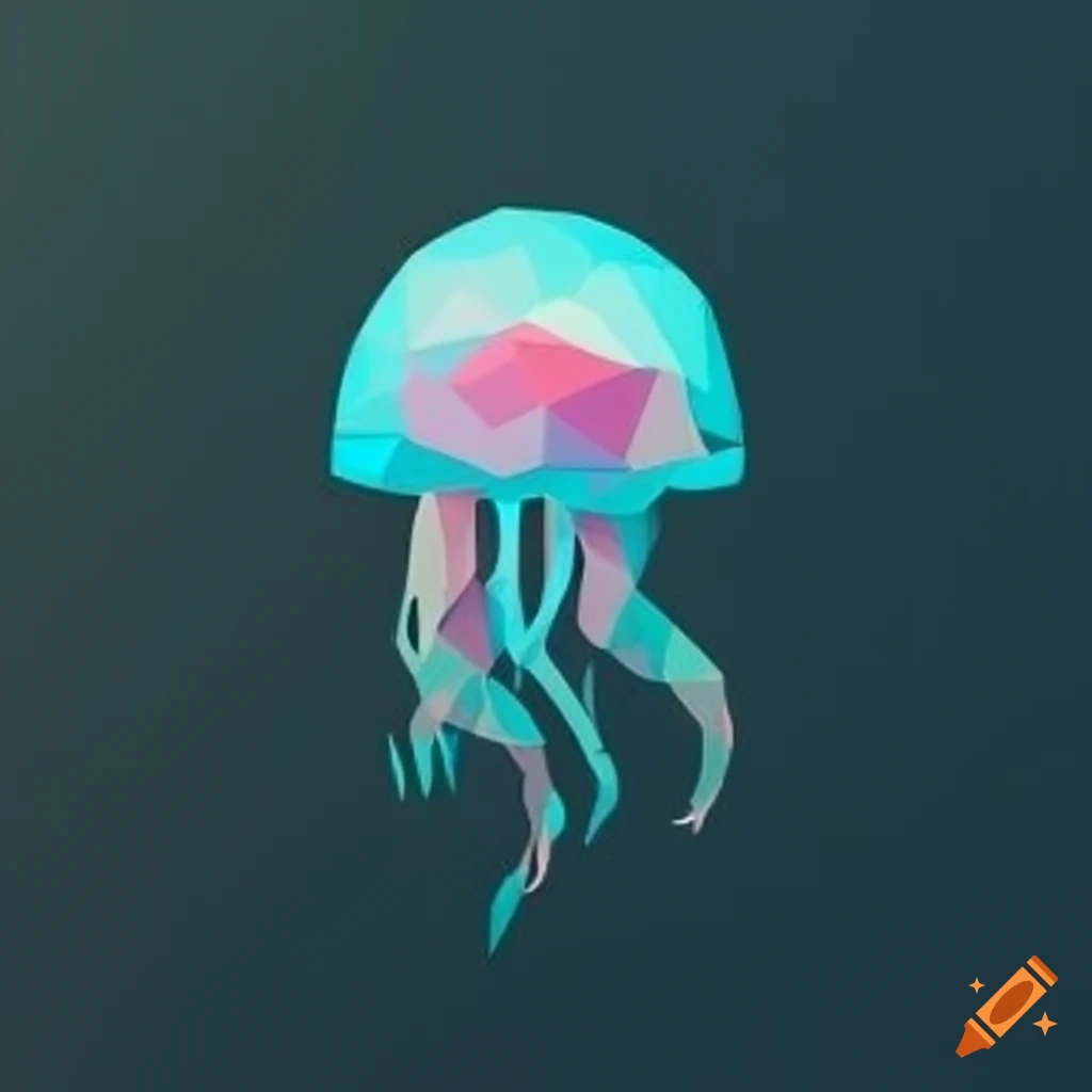 Minimalistic and elegant jellyfish logo in low poly style on Craiyon