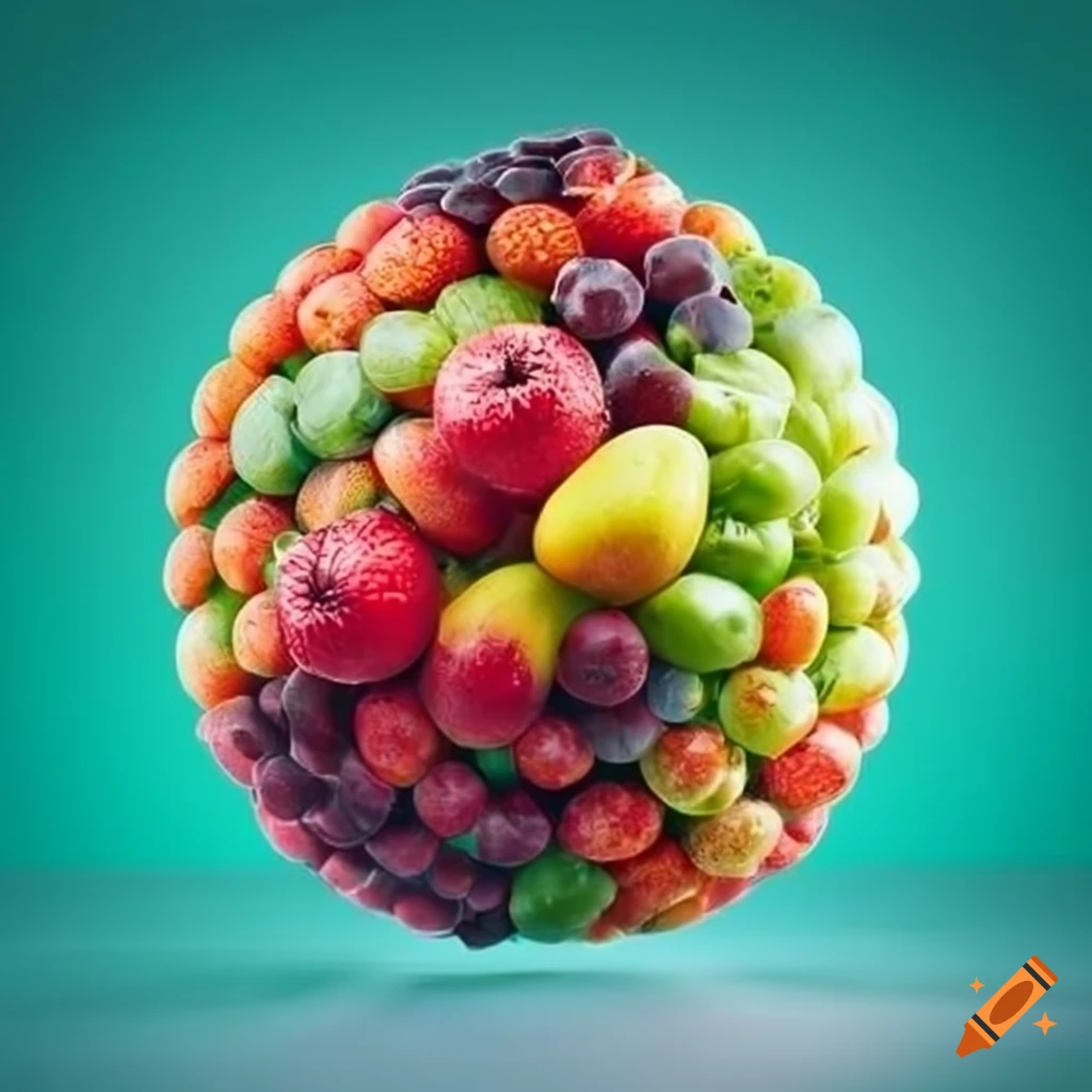 Variants of fruit packaging design with a central light sphere on Craiyon