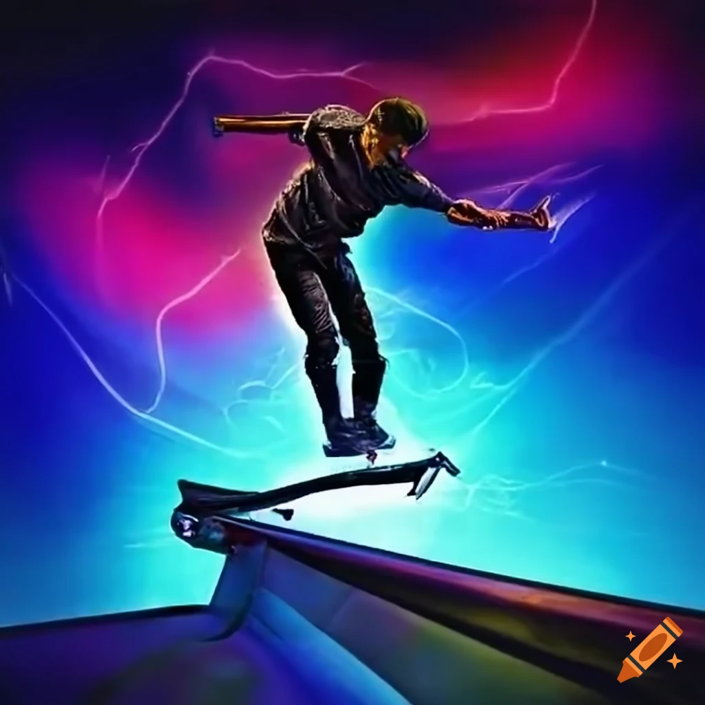 Tony hawk skateboarding on a glowing glass vert ramp near an event ...
