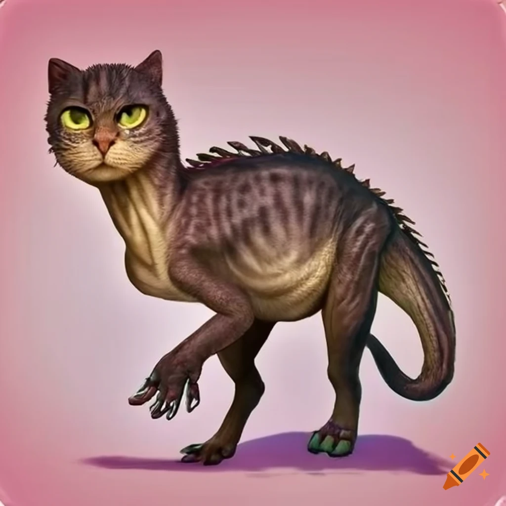 Dinosaur and cat hybrid creature on Craiyon