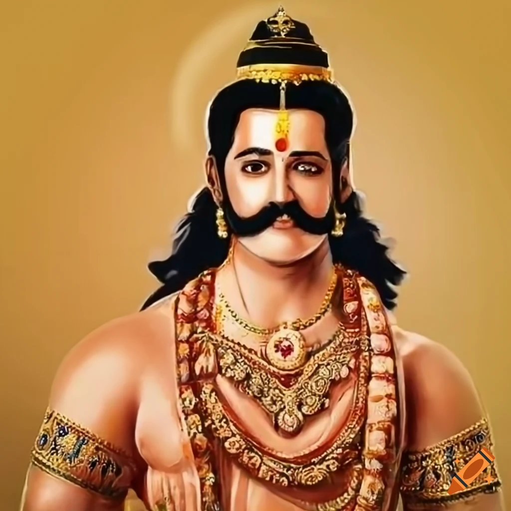 Majestic portrait of the legendary king mahabali in traditional attire ...