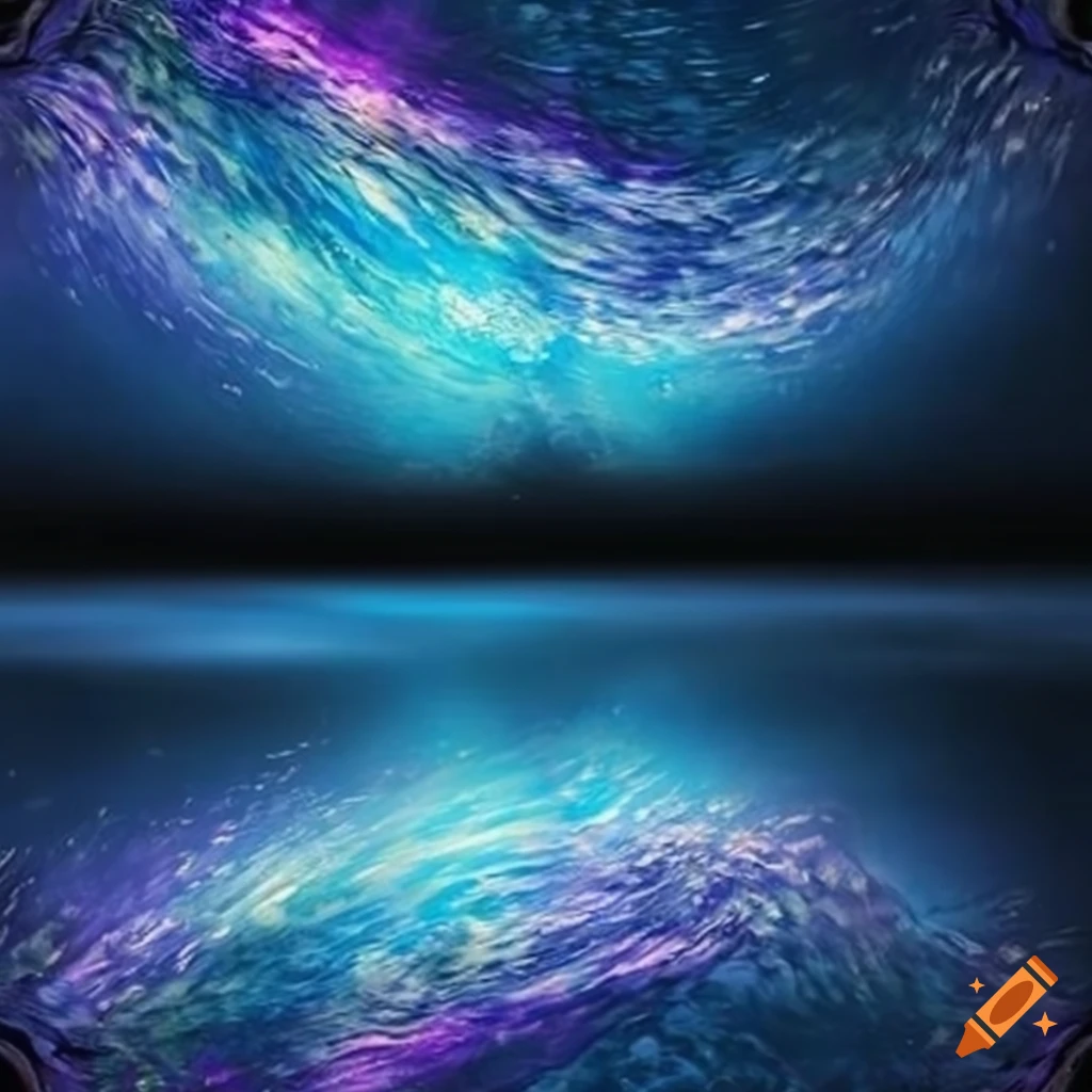 Mystical serene water ripples under a starry night sky on Craiyon