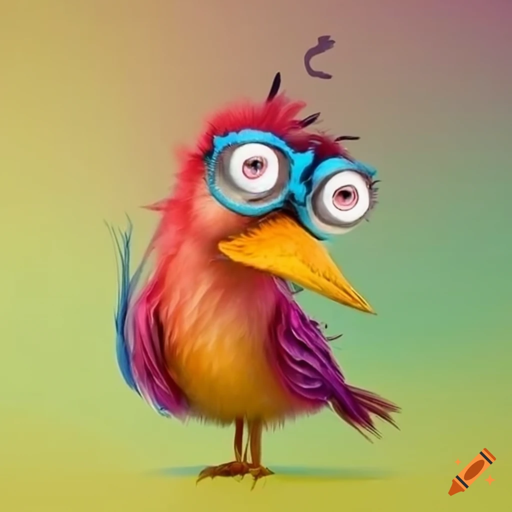 Funny crazy bird on Craiyon
