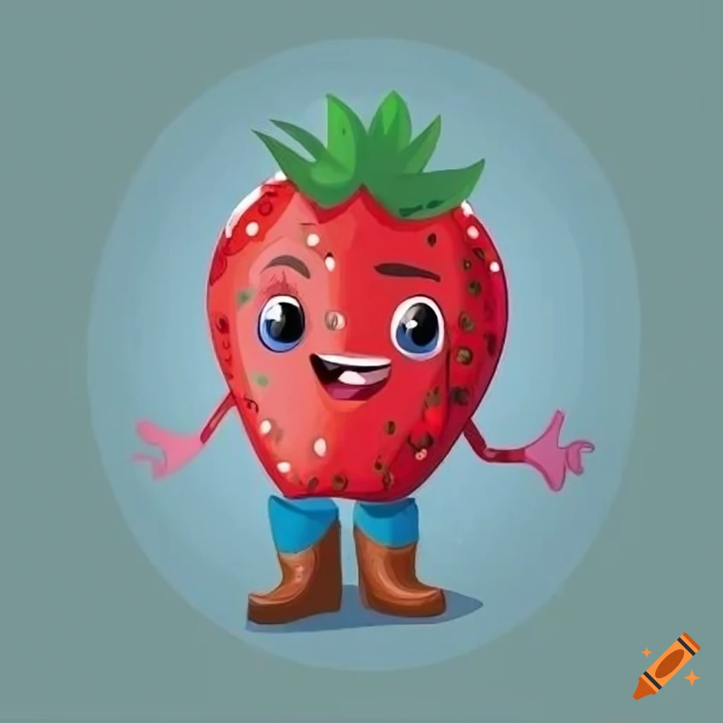 Red strawberry character with cowboy boots, sheriff badge, and stem on ...