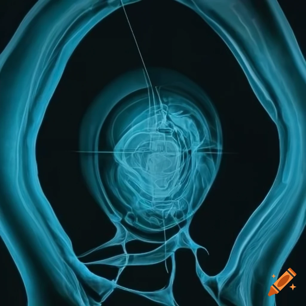 Minimalist artwork with fractured x-ray of organic structures on Craiyon